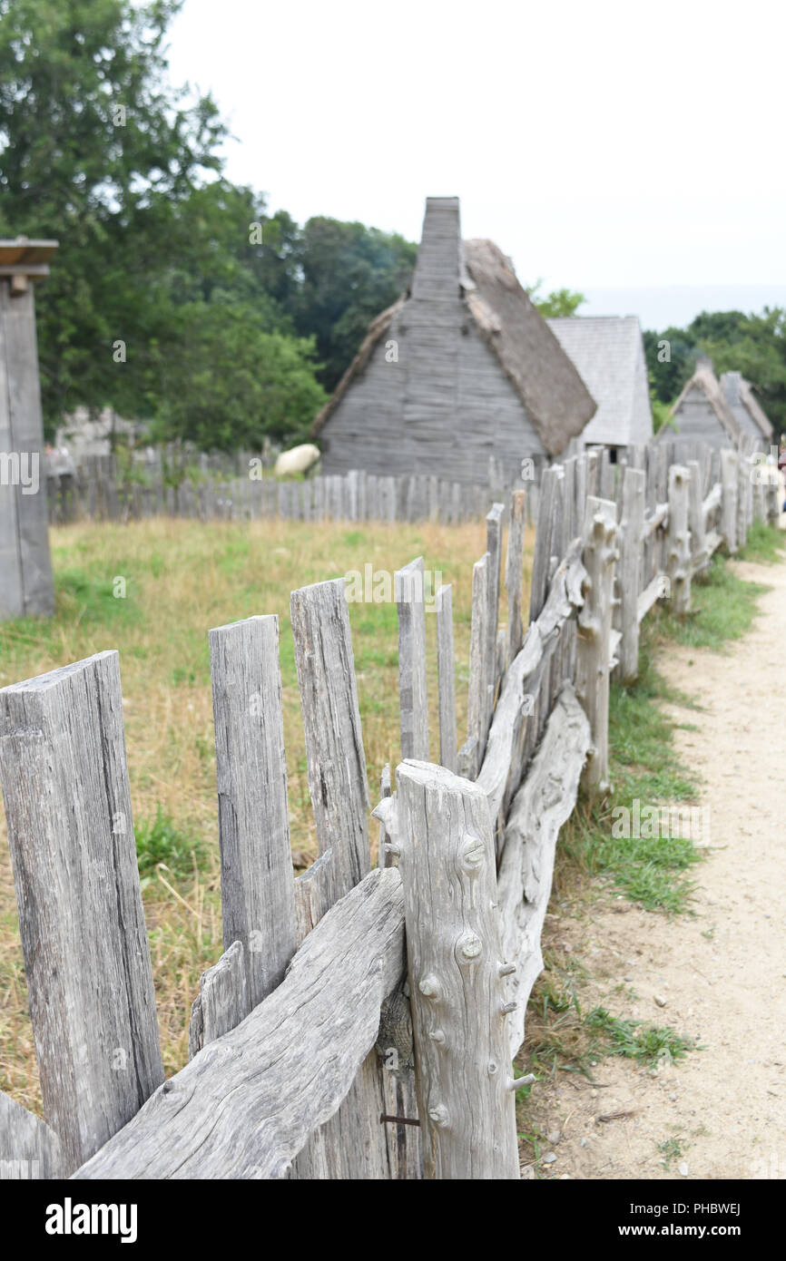 Separatists founded a colonial village in Plymouth Massachusetts Stock ...