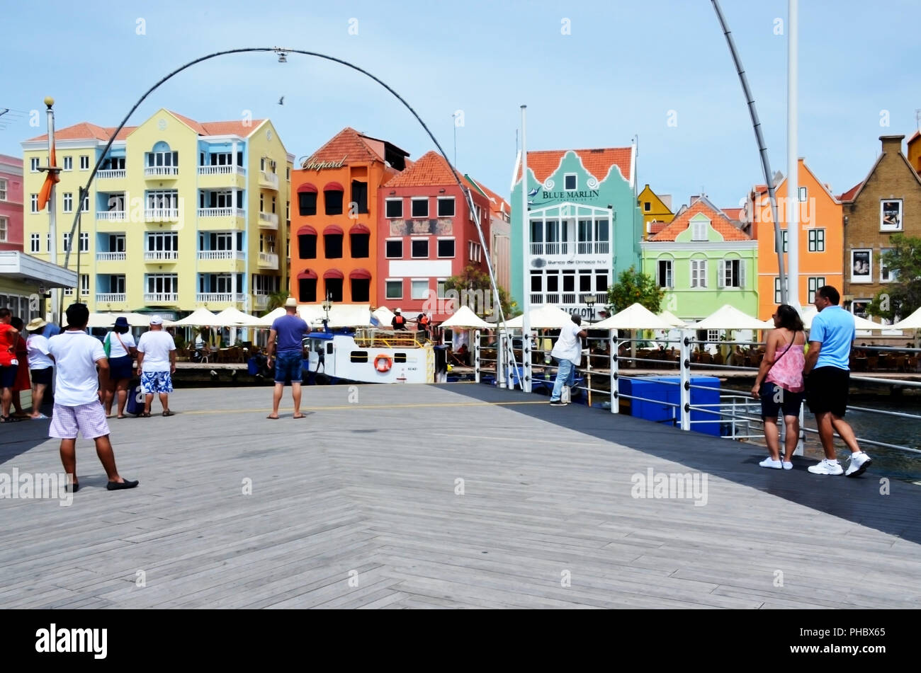Colorful architectural buildings in Willemstad, Curacao can be seen on ...