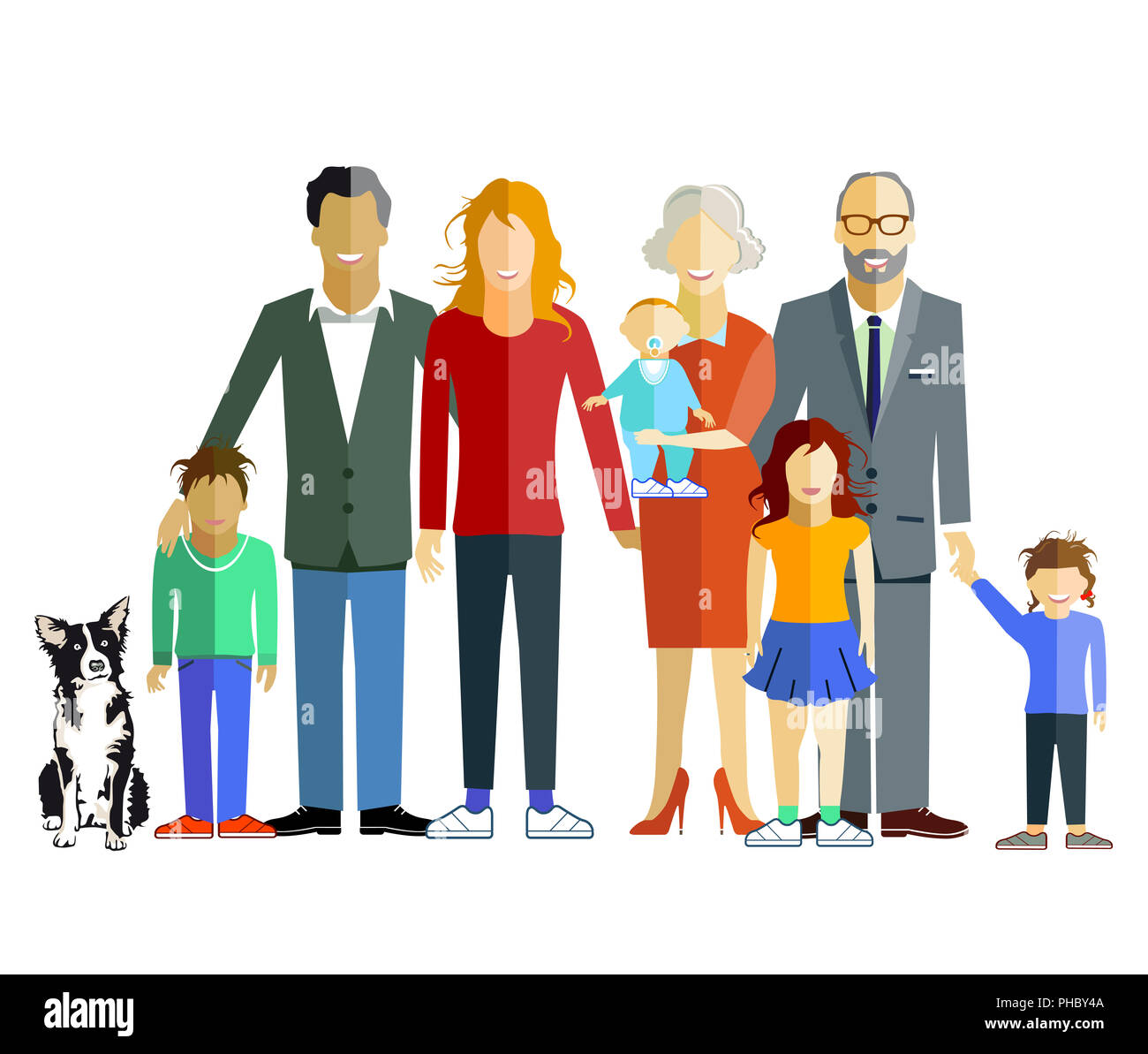 Family generation together, illustration Stock Photo - Alamy