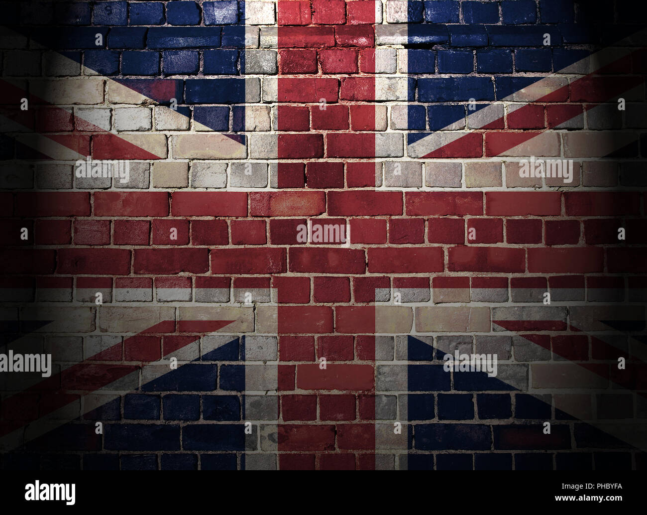 UK flag on a brick wall background Stock Photo - Alamy