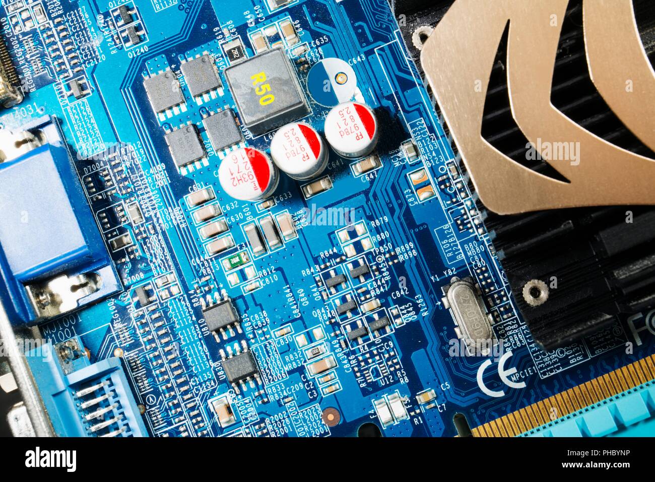 Computer circuit board showing cooling system (right Stock Photo - Alamy