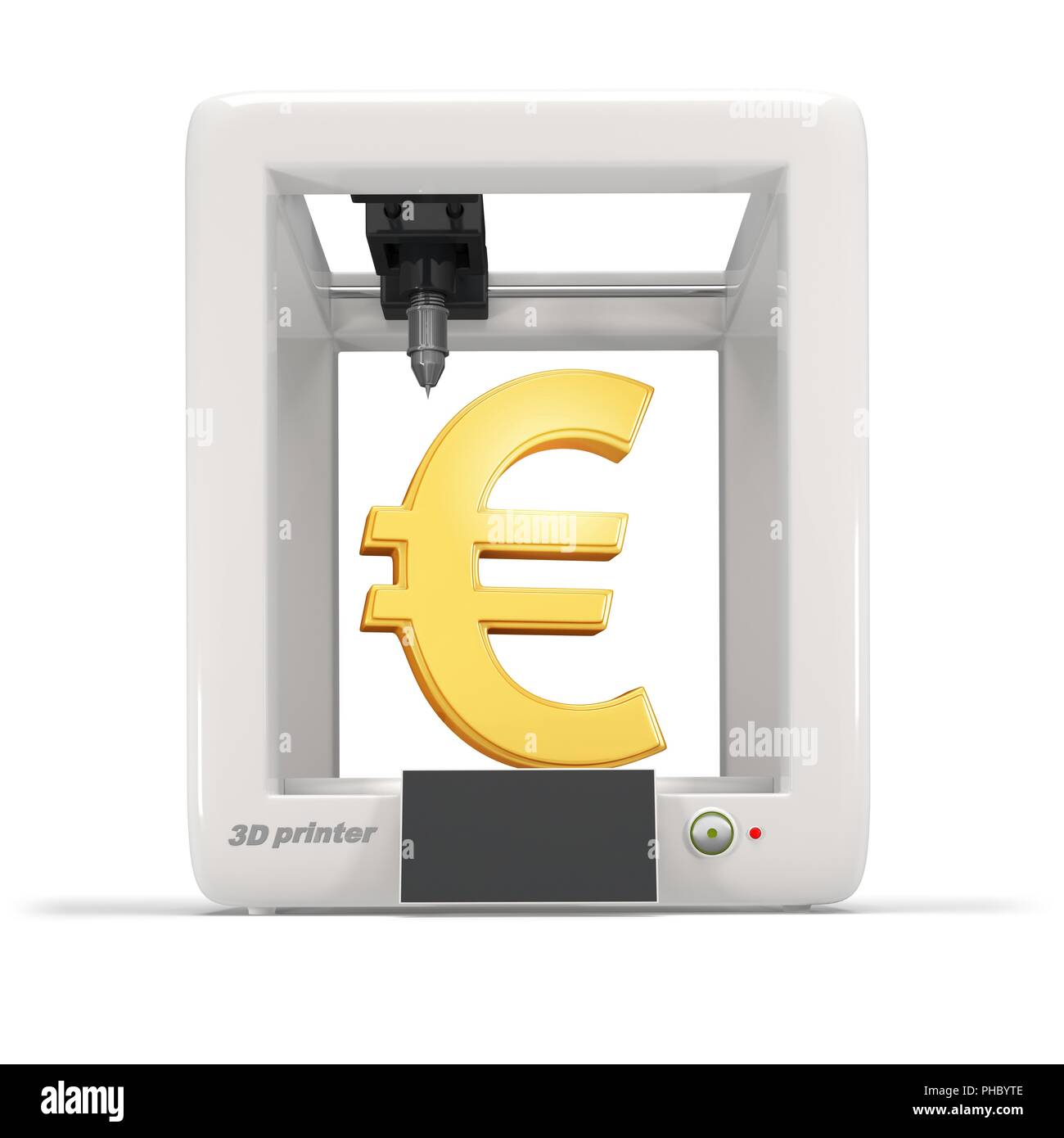 3D printer with golden euro sign, illustration Stock Photo - Alamy