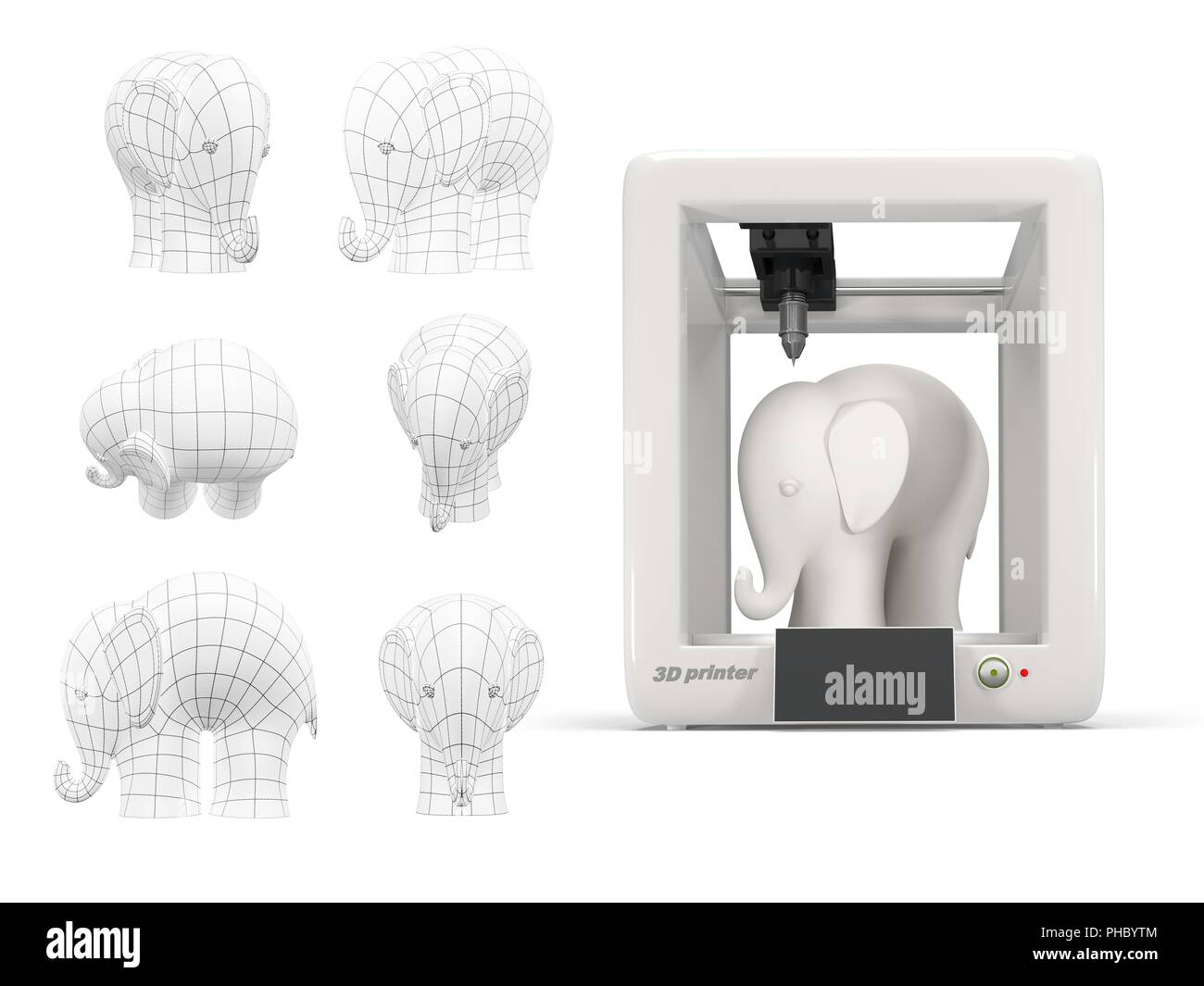 3D printer printing elephant, illustration Stock Photo - Alamy
