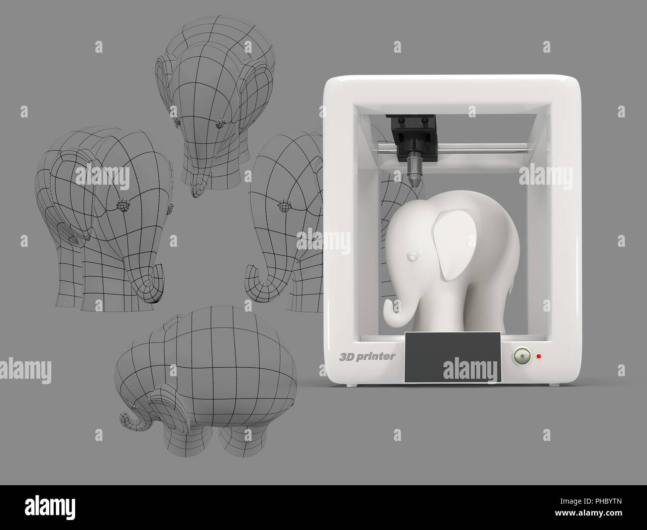 3D printer printing elephant, illustration Stock Photo - Alamy