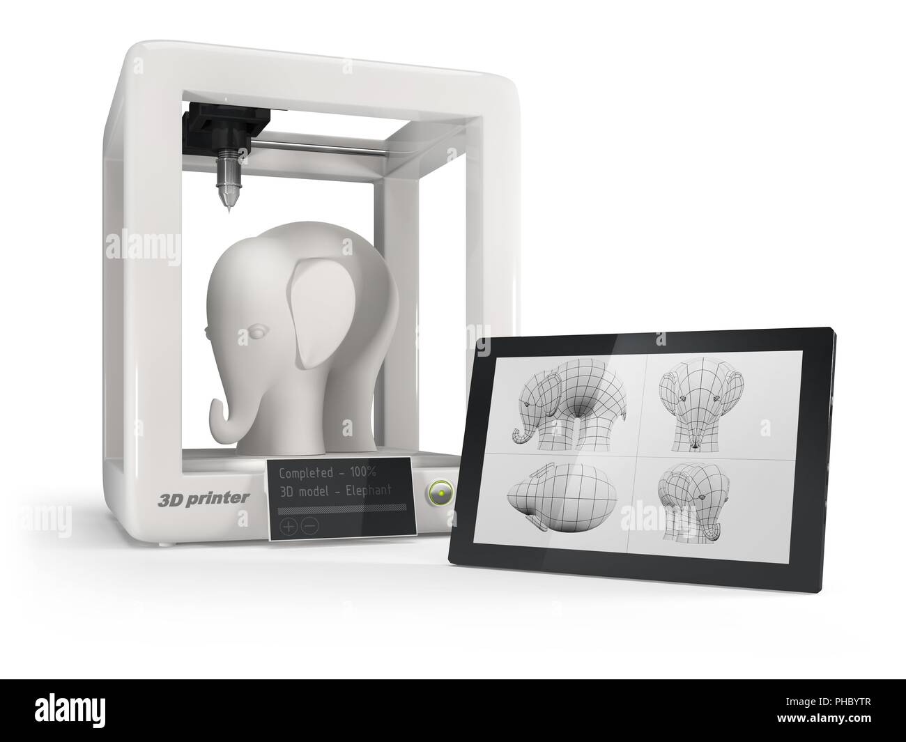 3D printer printing elephant, illustration Stock Photo - Alamy
