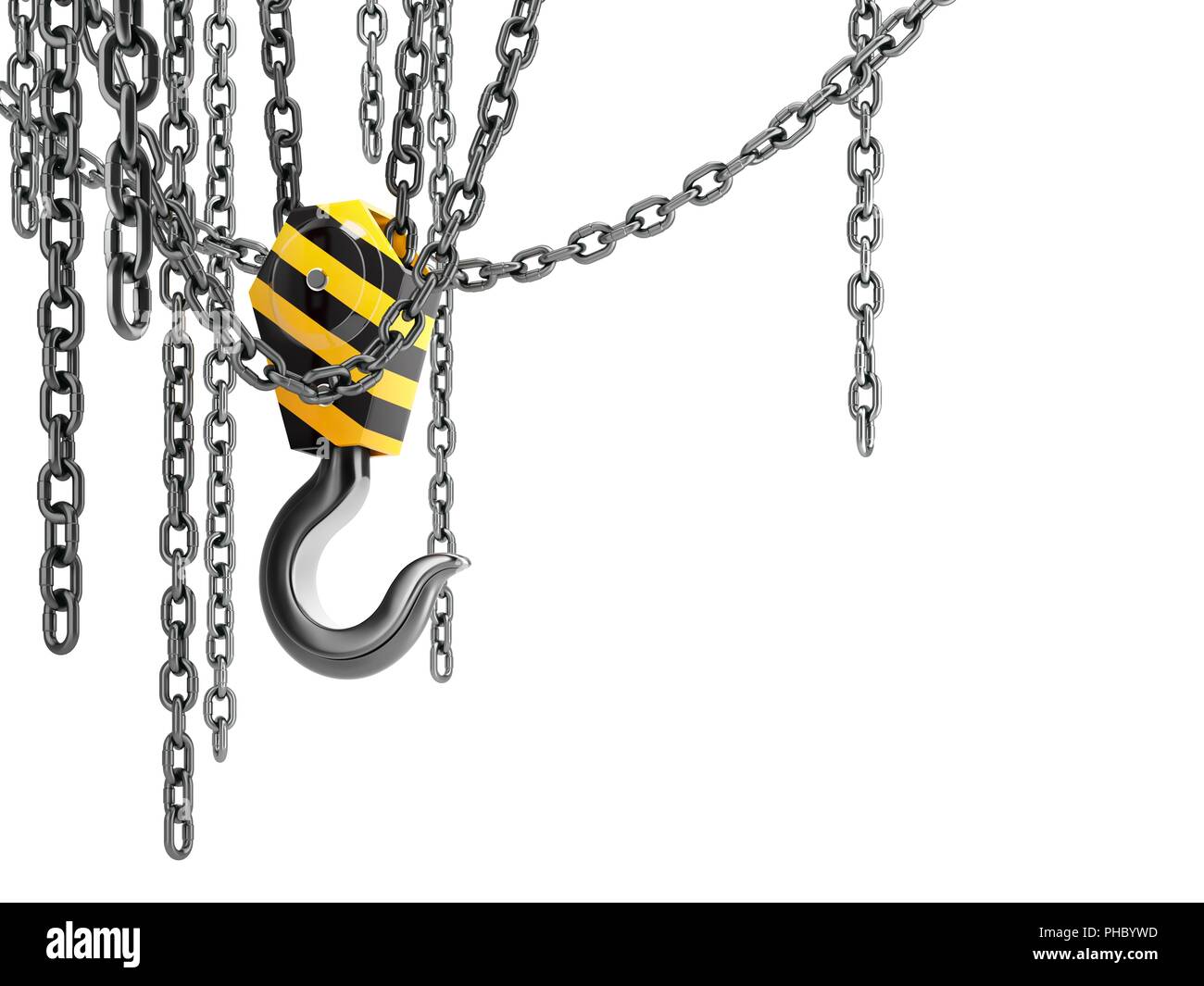 Crane hook with chains, illustration Stock Photo - Alamy