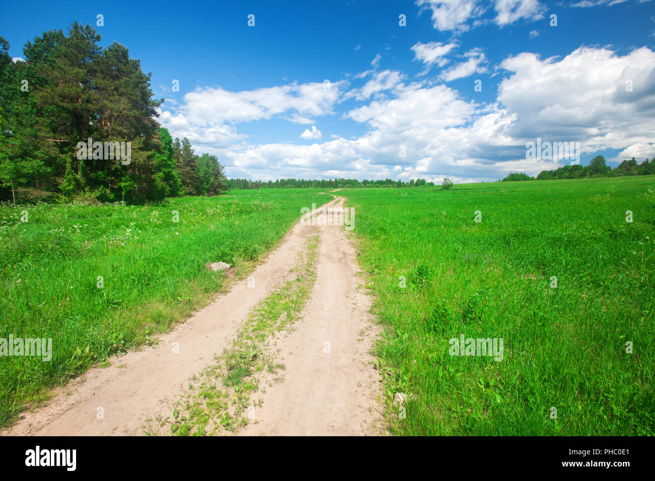 beautiful field and road Stock Photo - Alamy