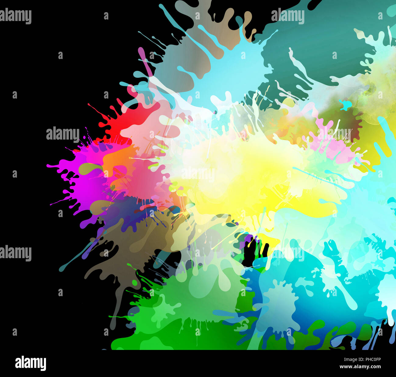 paint pattern and splatter background with paint runs on black Stock ...