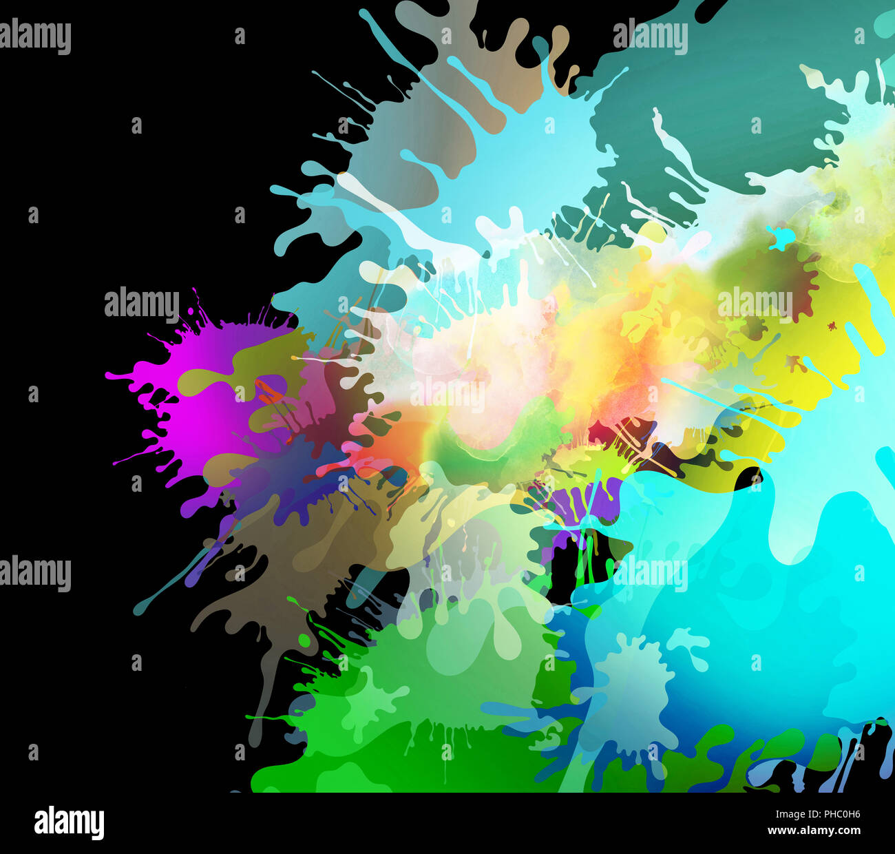 paint pattern and splatter background with paint runs on black Stock ...