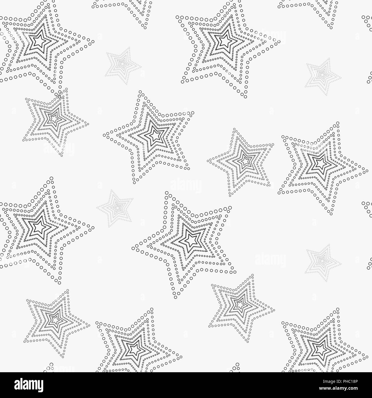 Star seamless pattern. White and grey retro background. Chaotic ...