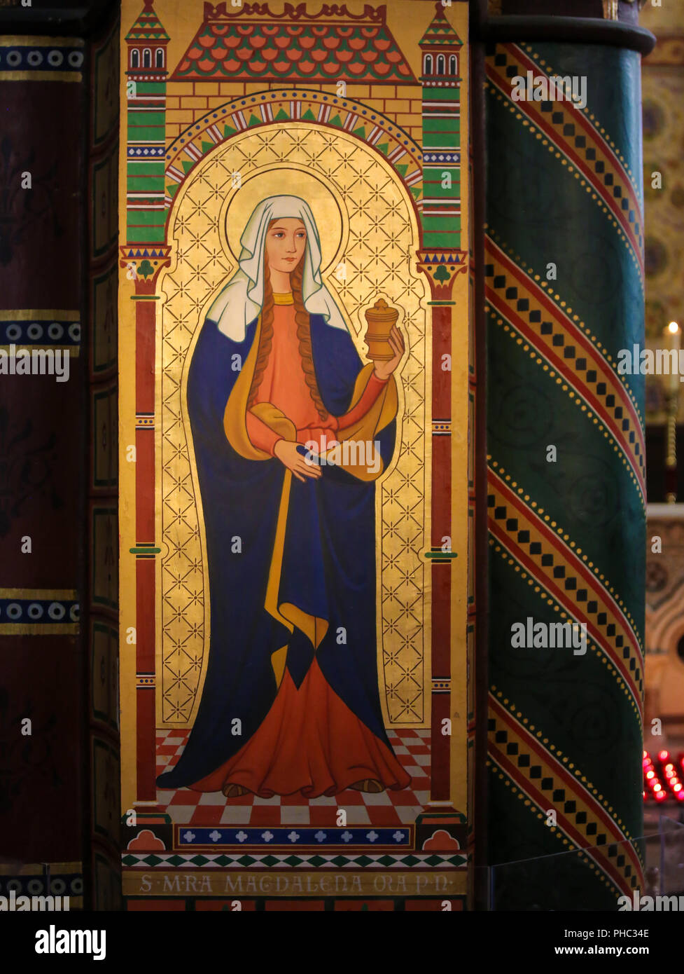 Fresco in the Basilica of the Holy Blood in Bruges, Belgium, depicting ...