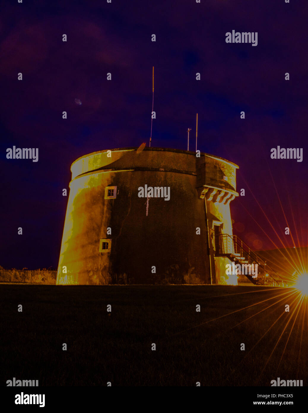 Martello Tower Night Stock Photo - Alamy