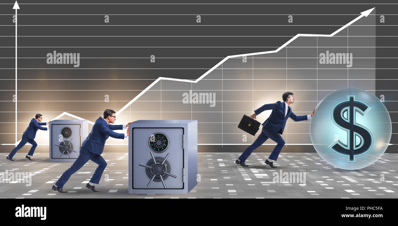 Businessman pushing dollar and beating competition Stock Photo - Alamy