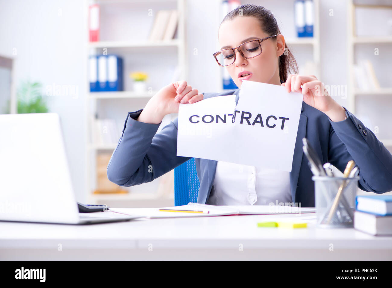 Cancel business contract torn paper hi-res stock photography and images ...