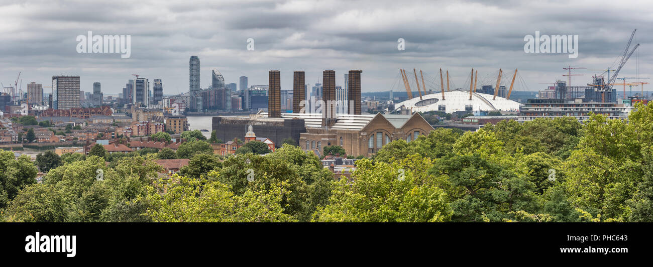 O2 Arena, cityscape from Greenwich hill, Greenwich, London, England, UK ...