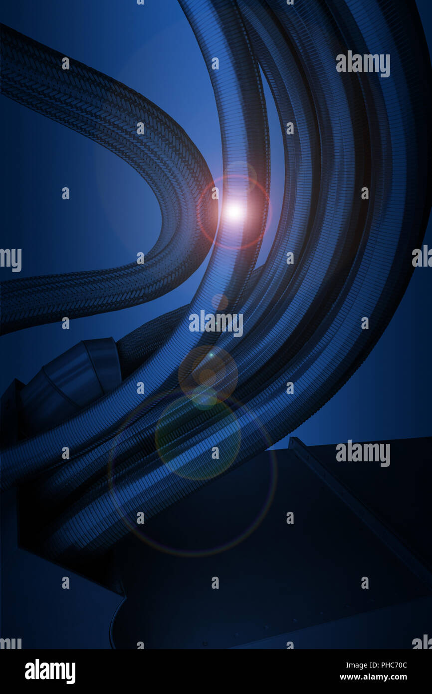 Bent pipes, duplex blue Stock Photo - Alamy