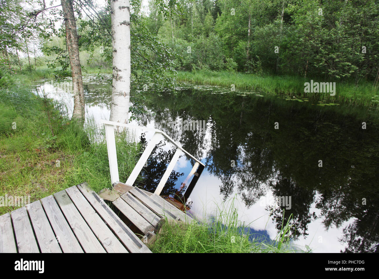 swimming pond and in water ramps Stock Photo - Alamy