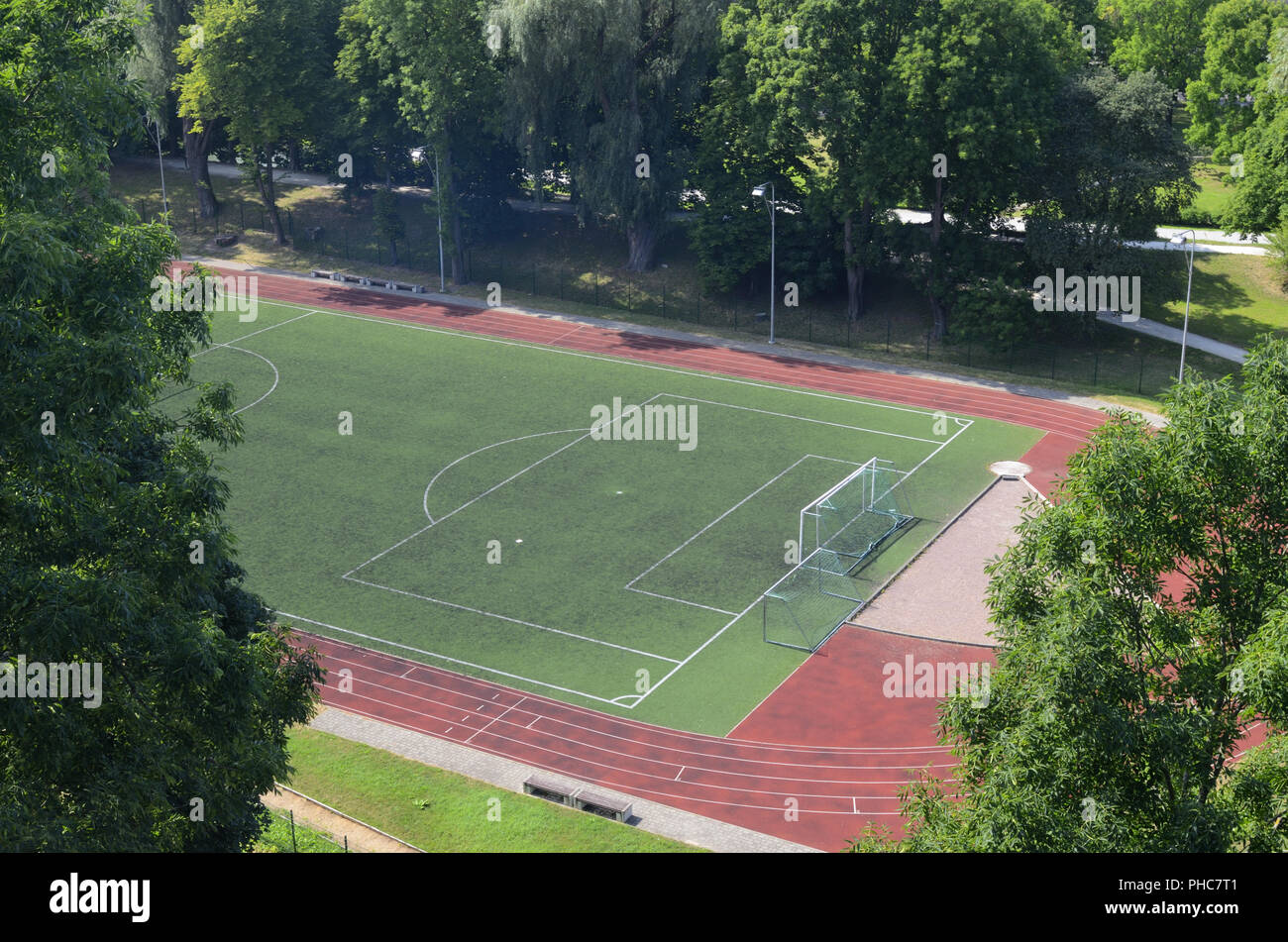Football pitch above park hi-res stock photography and images - Alamy