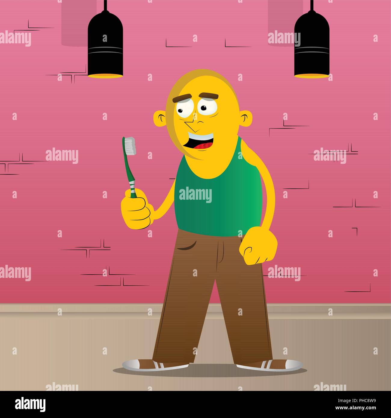Cartoon man with toothbrush Stock Vector Images - Alamy