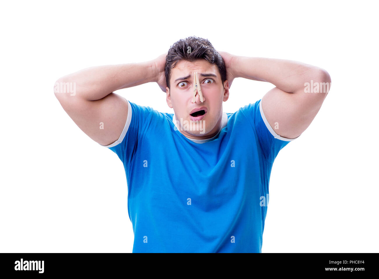 Peg on nose smell hi-res stock photography and images - Alamy