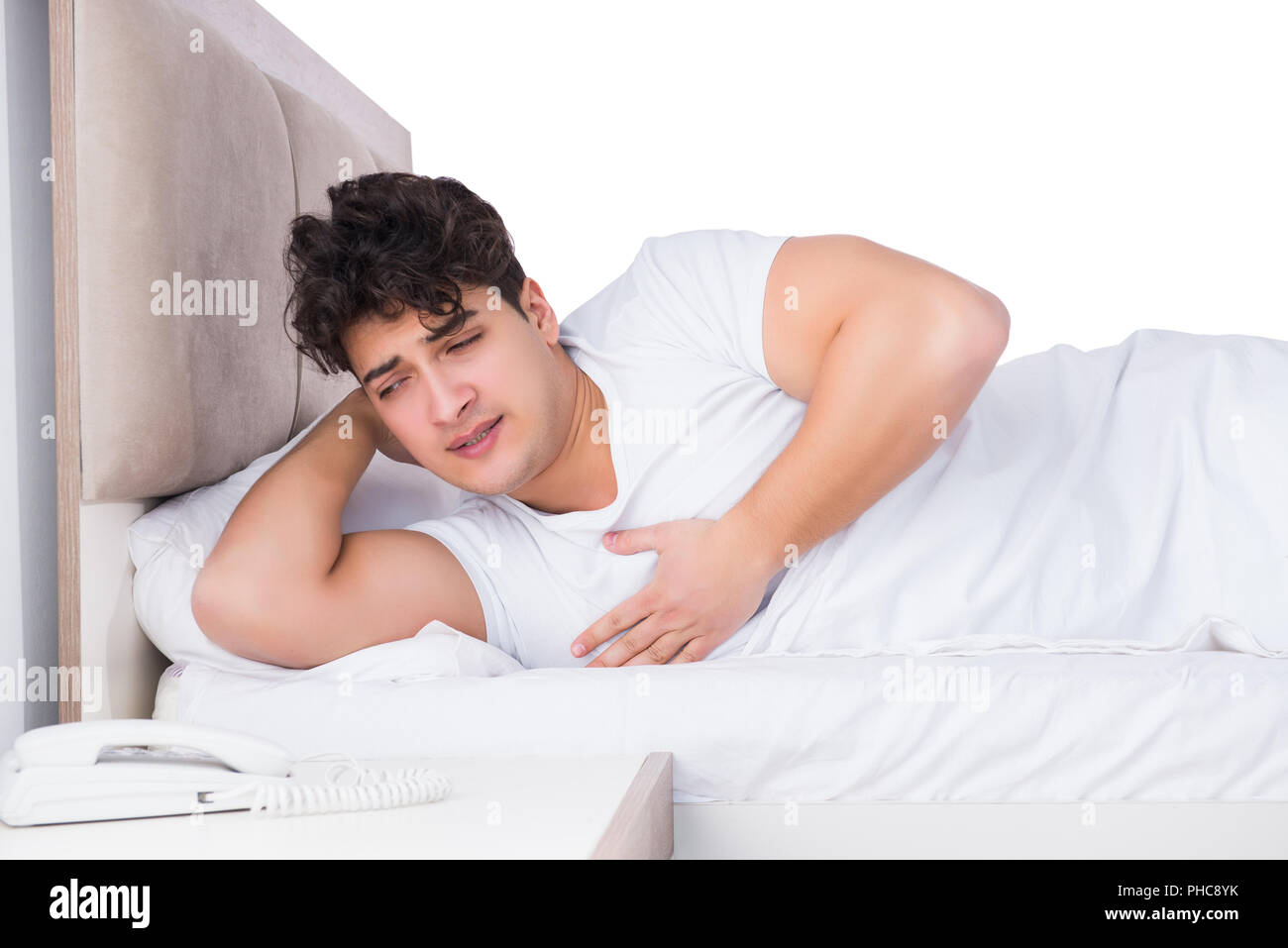 The man in bed suffering from insomnia Stock Photo - Alamy