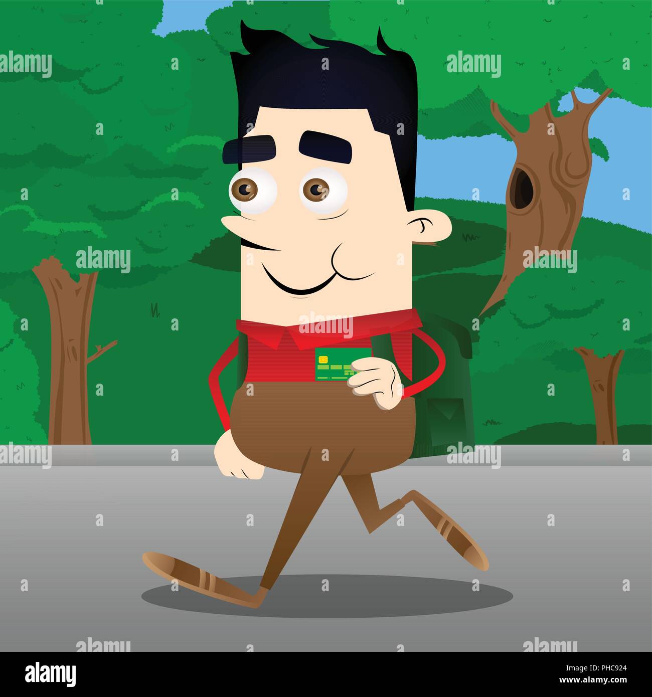 Schoolboy holding credit card. Vector cartoon character illustration ...