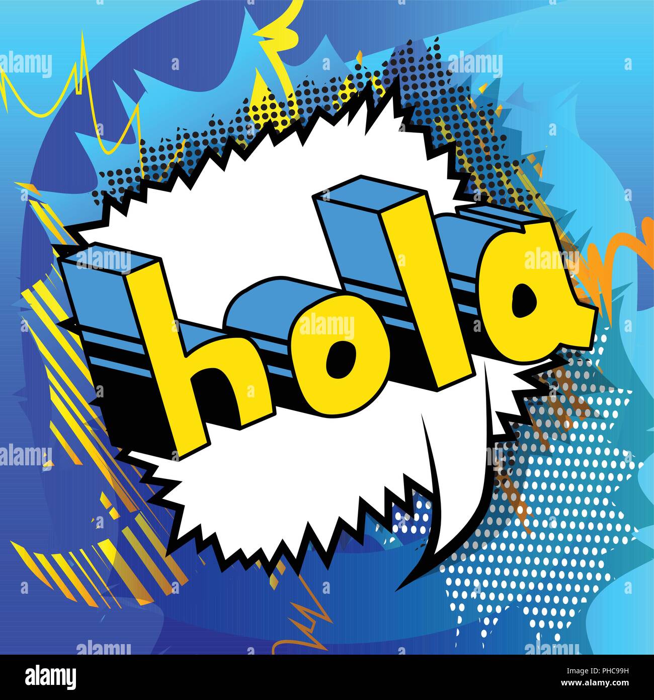 Hola (hello in spanish) - Vector illustrated comic book style phrase ...