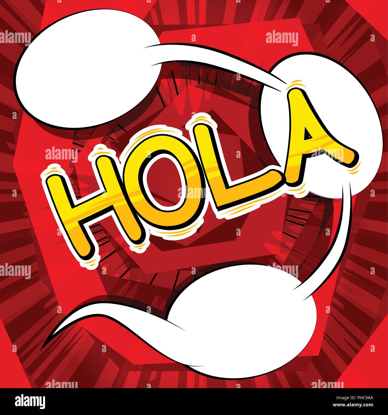 Hola (hello in spanish) - Vector illustrated comic book style phrase ...