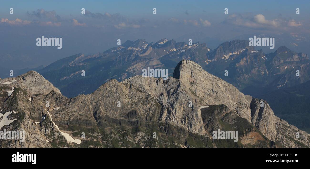 Layered rock seen from Mount Santis, Swiss Alps Stock Photo - Alamy