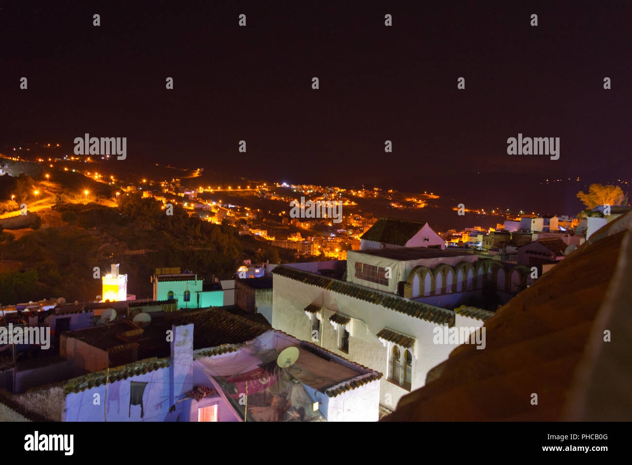 night scene in chefchaouen Stock Photo - Alamy