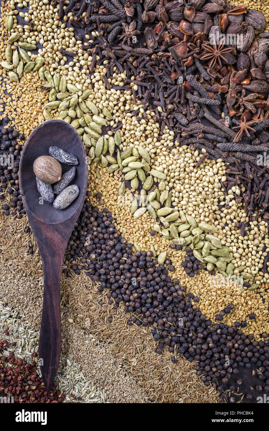 Traditional international grain and seed as spice as close-up Stock ...