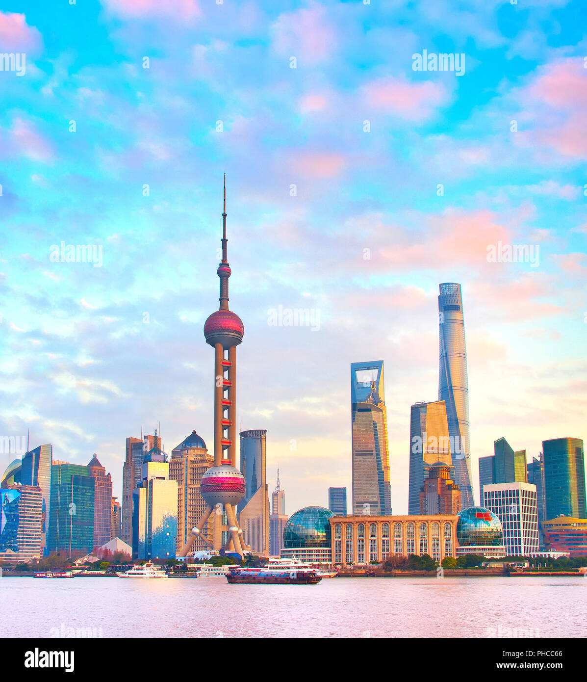 Shanghai Downtown at sunset. China Stock Photo - Alamy