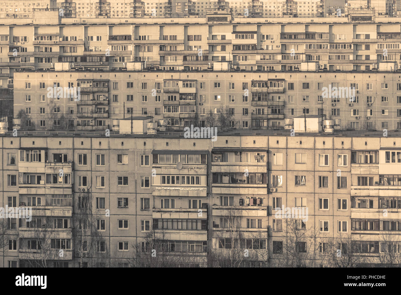 Old typical panel apartment buildings as a background or backdrop ...