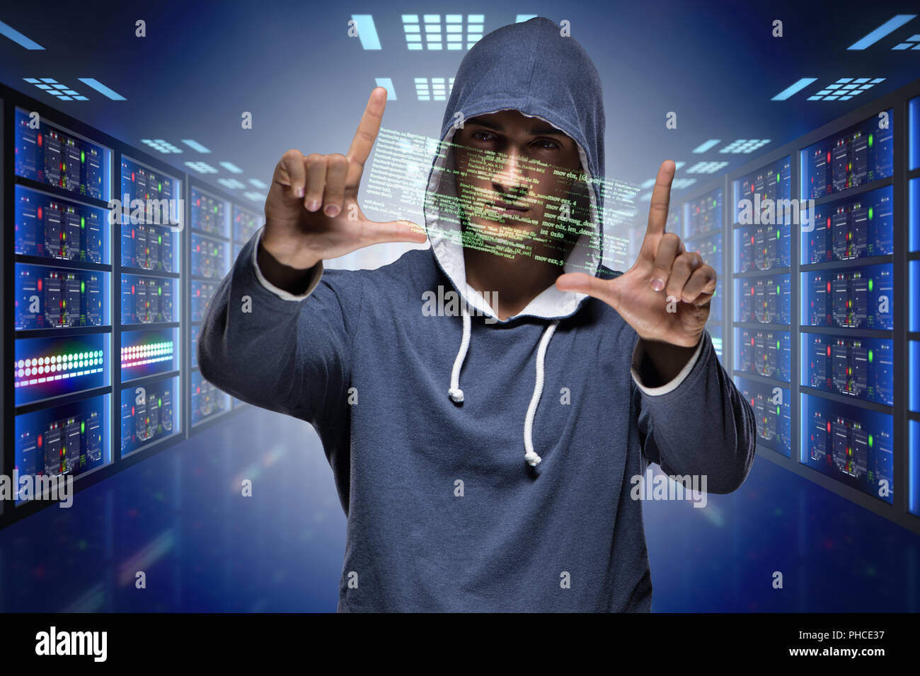 Hacker hacking corporate computer system Stock Photo - Alamy