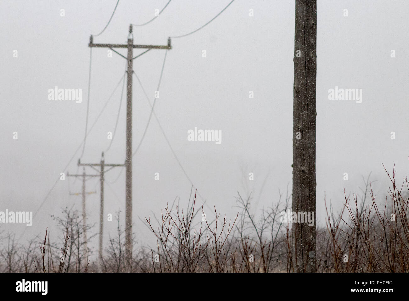 Snow power lines down hi-res stock photography and images - Alamy
