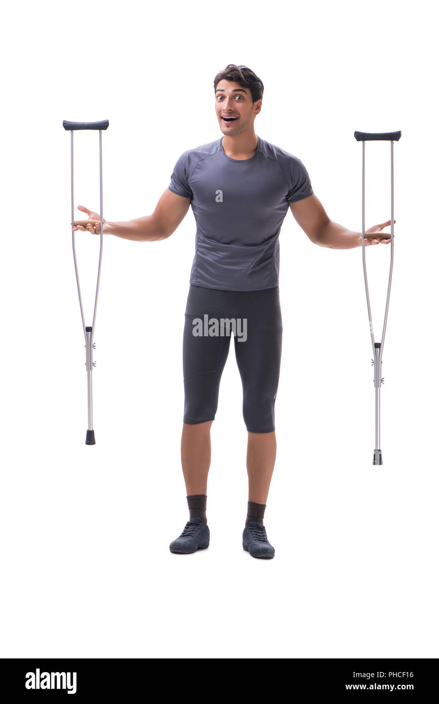 Young patient athlete sportsman suffering an injury trauma with Stock ...