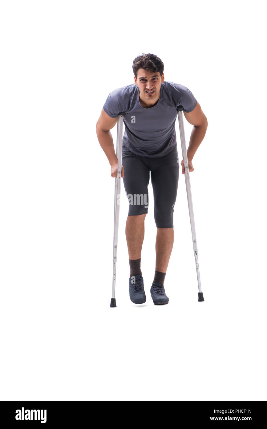 Young patient athlete sportsman suffering an injury trauma with Stock ...