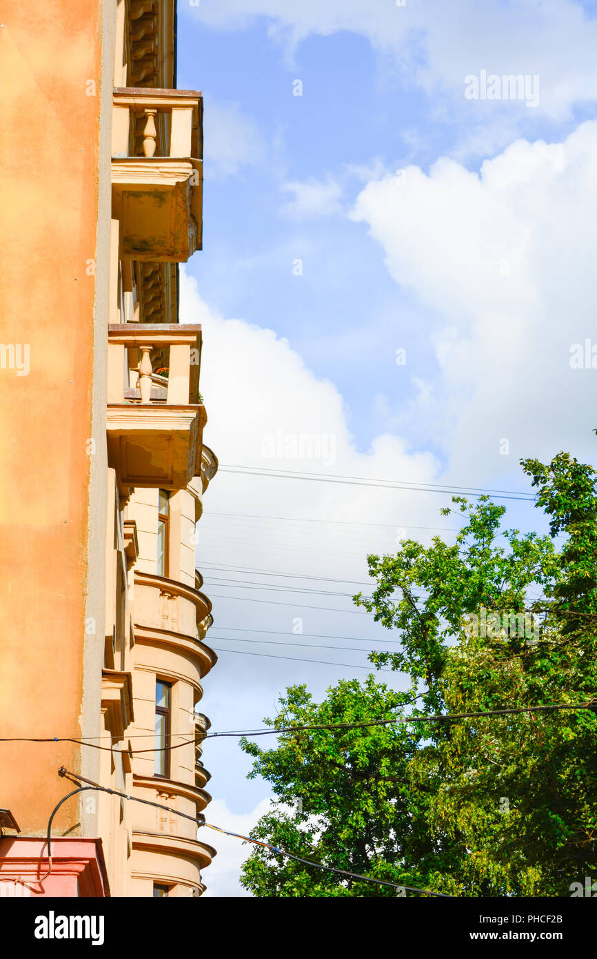 Side view on generic urban city classic style building exterior with ...