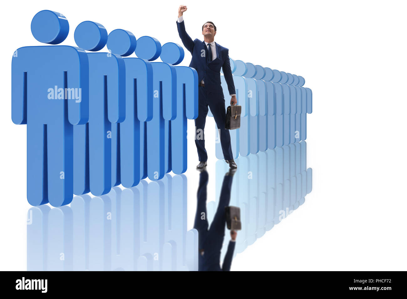 Standing out from crowd concept with businessman Stock Photo - Alamy