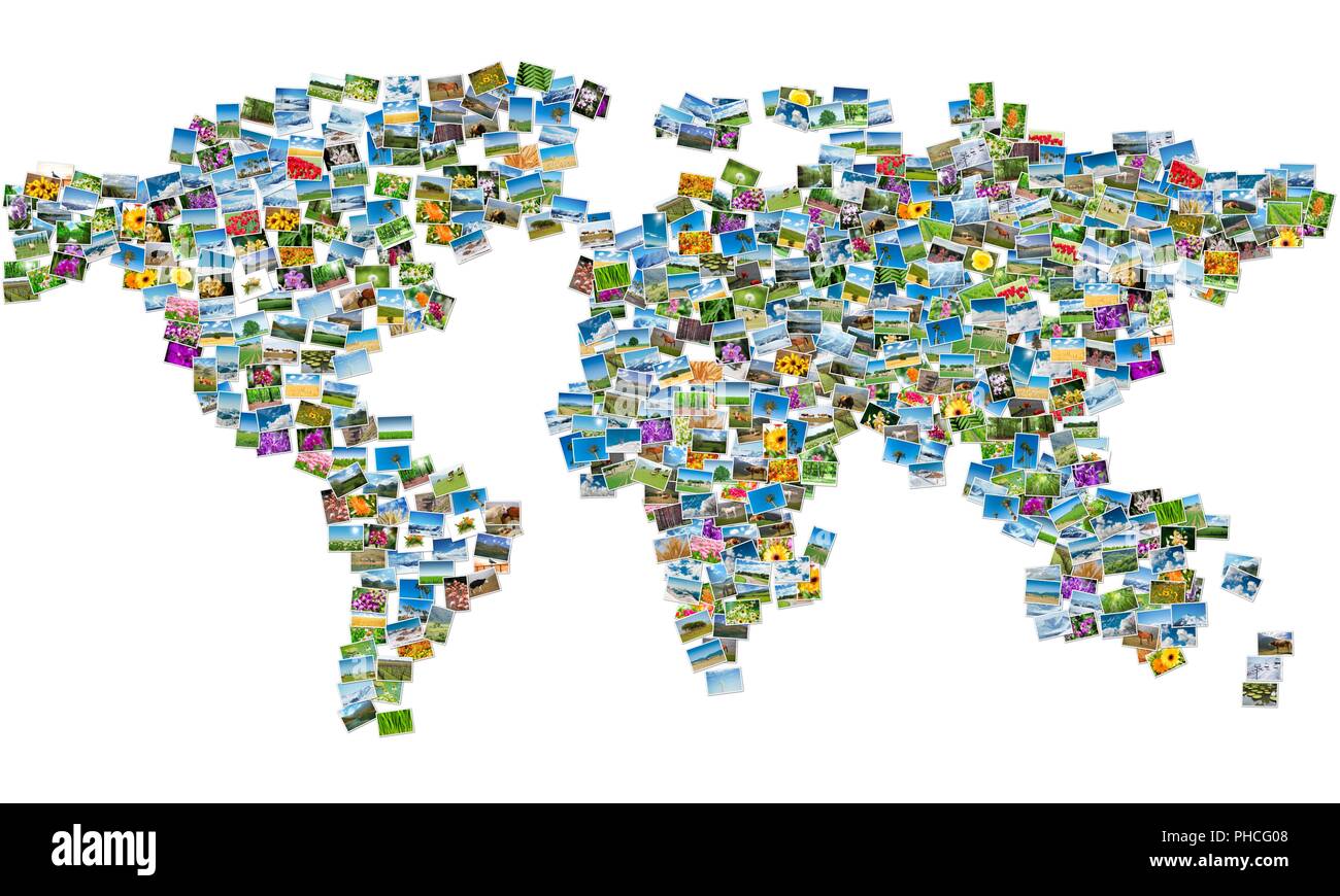 World map made of nature photos Stock Photo - Alamy