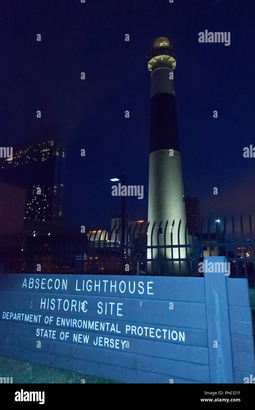 Absecon lighthouse at night in Atlantic city Stock Photo - Alamy