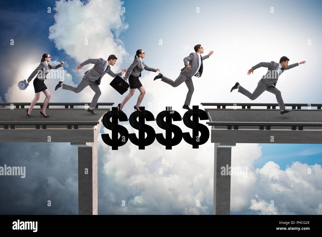 Financial concept crossing dollar bridge Stock Photo - Alamy