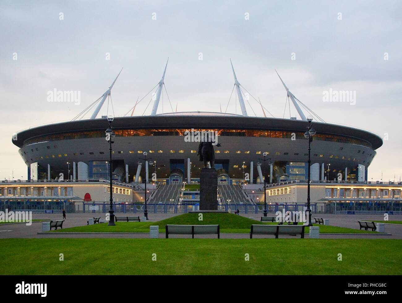 Evening and a new stadium on the Krestovsky Island Stock Photo - Alamy