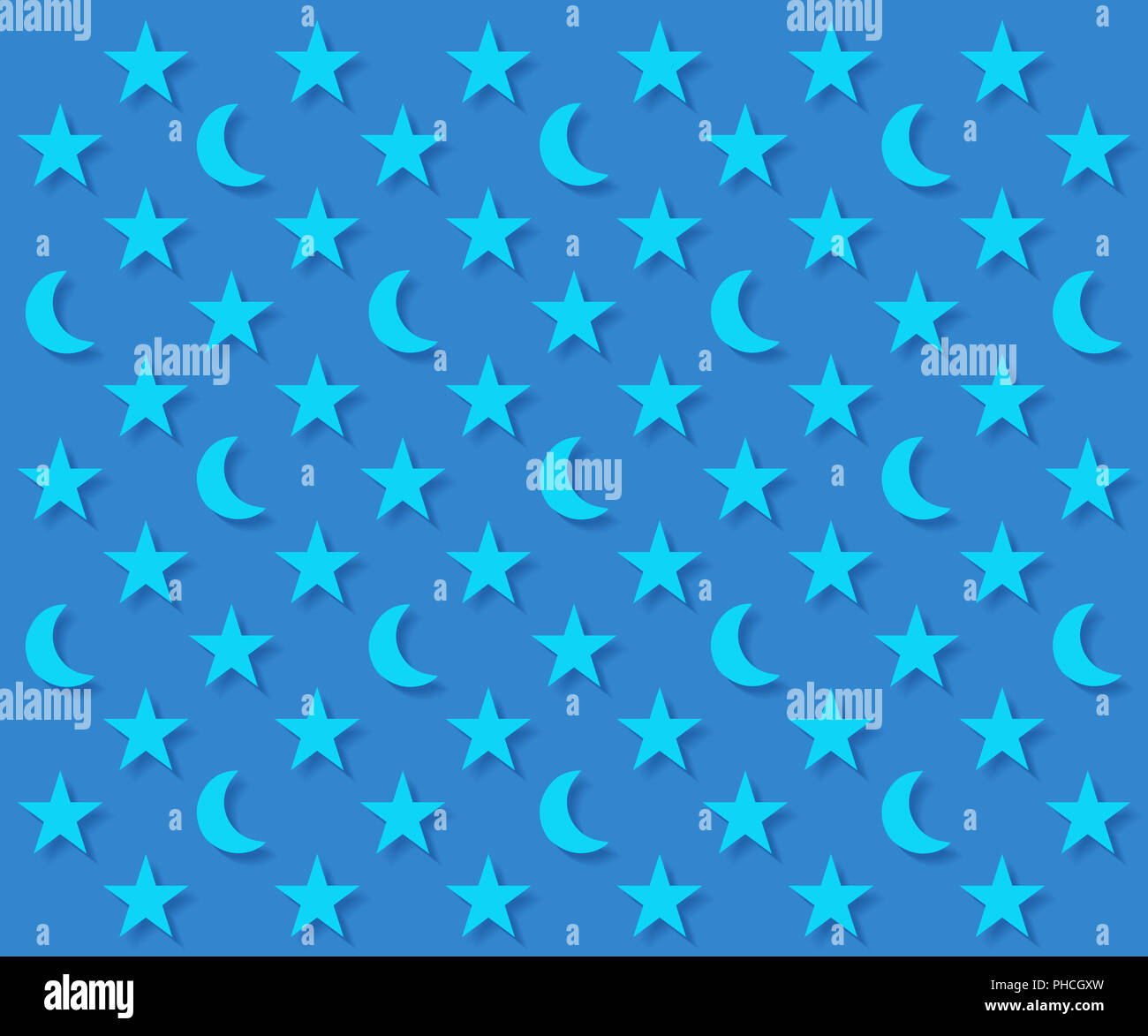 Blue moons and stars pattern Stock Photo - Alamy