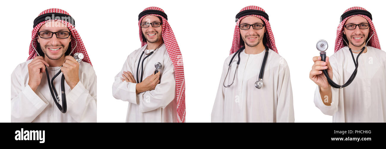 The arab doctor with stethoscope on white Stock Photo - Alamy