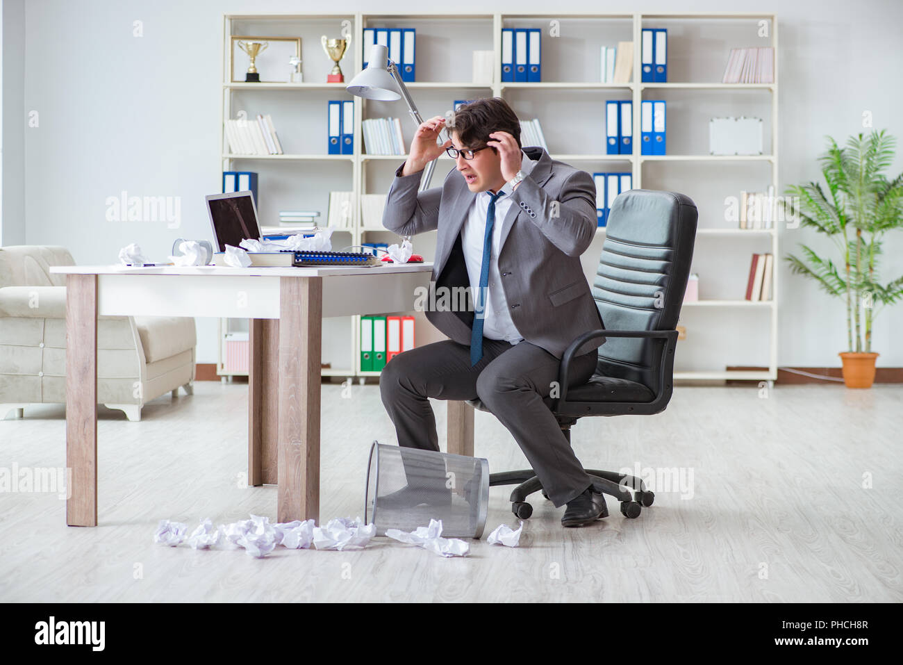 The angry businessman shocked working in the office fired sacked Stock ...