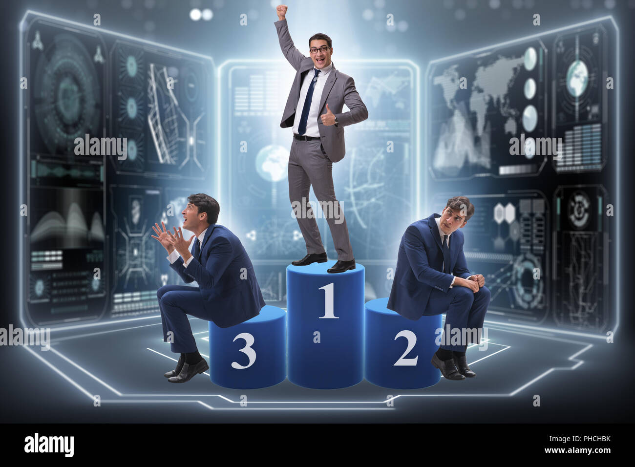 The businessman winning the first place in competition concept Stock ...