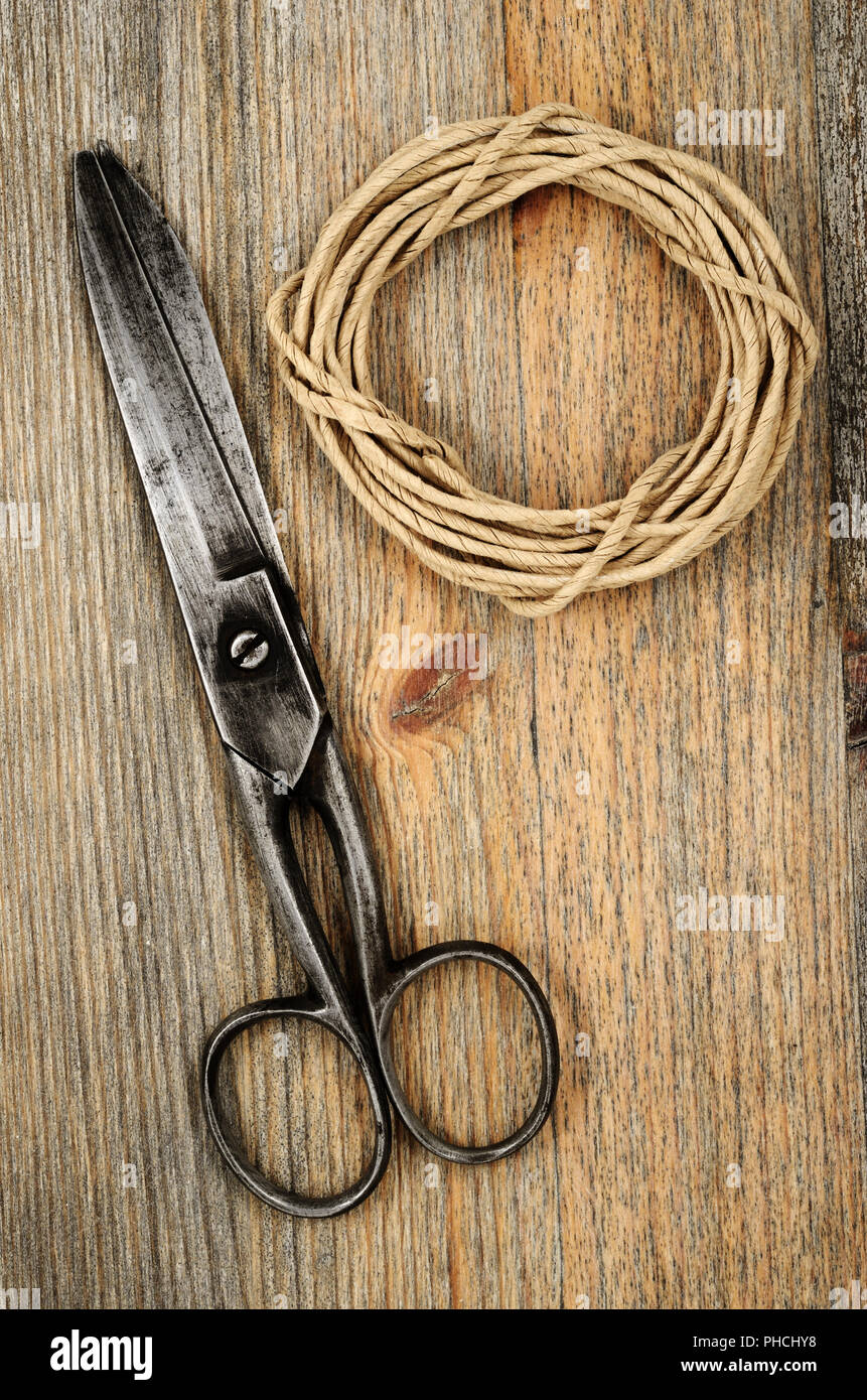 old scissors and hank of packthread Stock Photo - Alamy
