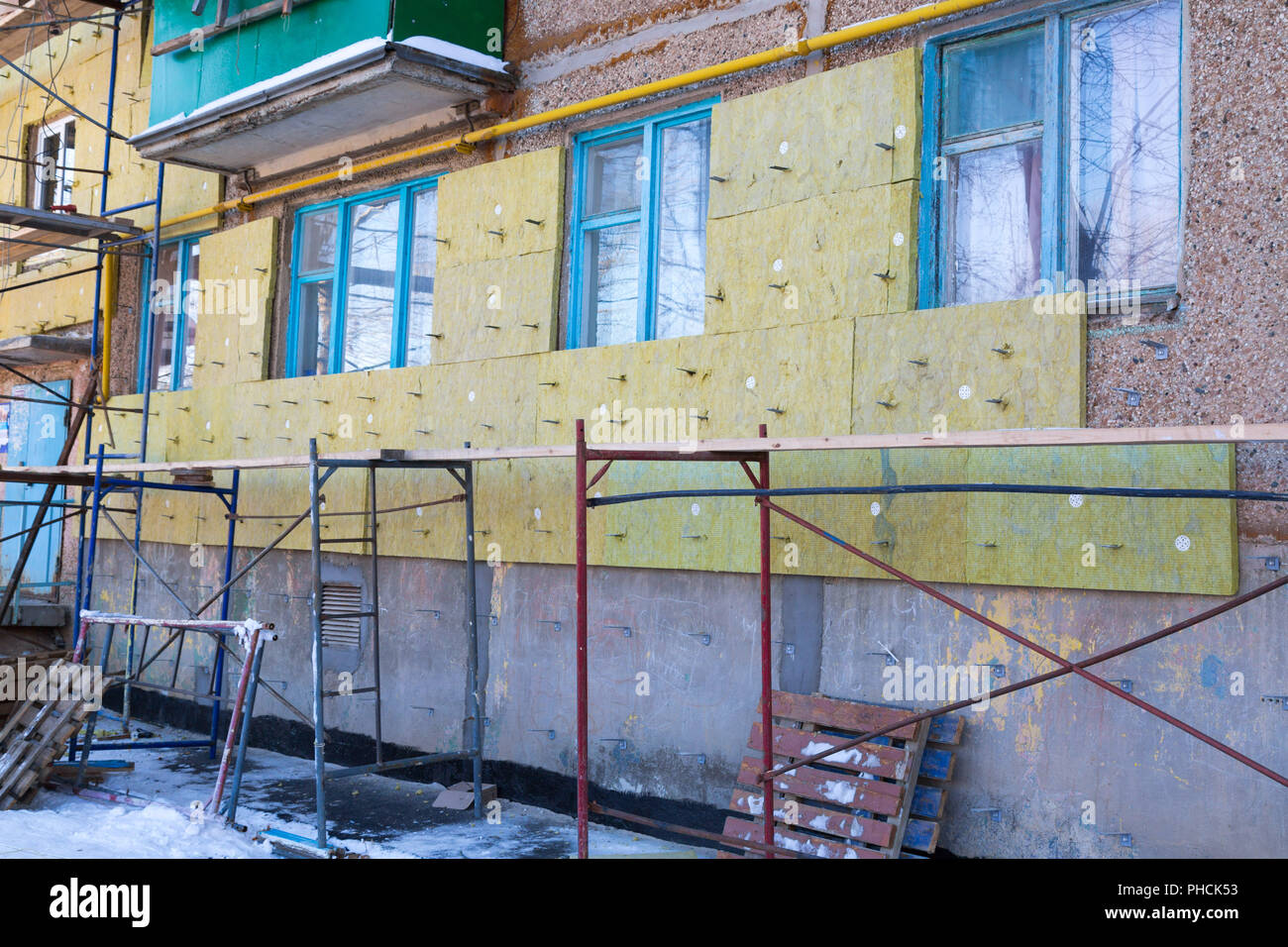 External repair work on the building, insulation and cladding of the ...