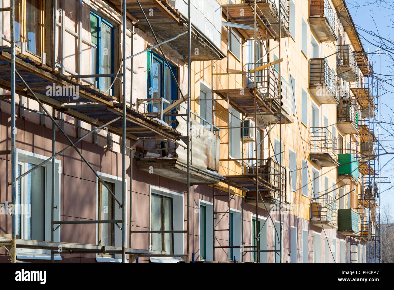 External repair work on the building, insulation and cladding of the ...